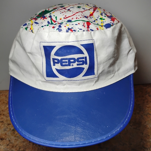 Pepsi | Accessories | Vintage Pepsi Blue White Paint Splatter Painters ...